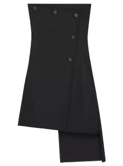 COURREGES Strapless Asymmetrical Button Mini Dress - Black
