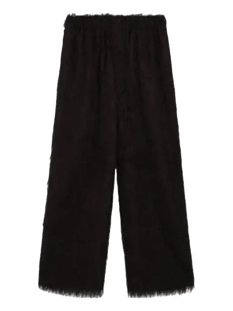 THE FRANKIE SHOP Fringed Wide Leg Trousers - Dark Brown