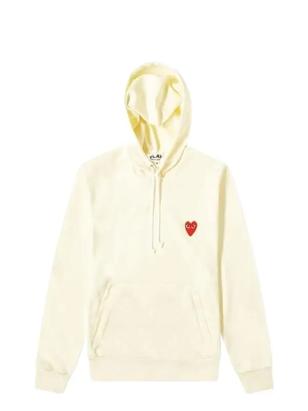 Play Comme Des Garcon Heart Appliqué Hoodie - White