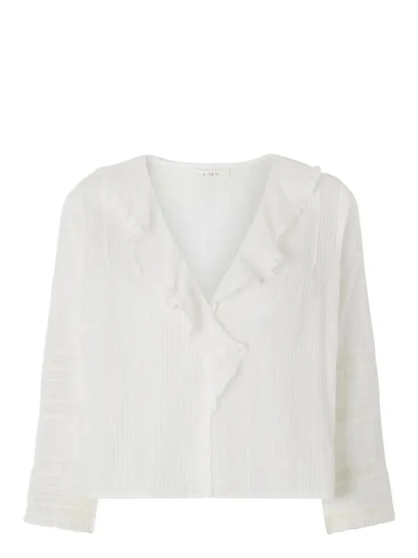 DÔEN Huguette Ruffled Lace Shirt - Off White