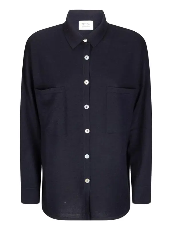 BE YOU Button-front Shirt Cardigan - Black