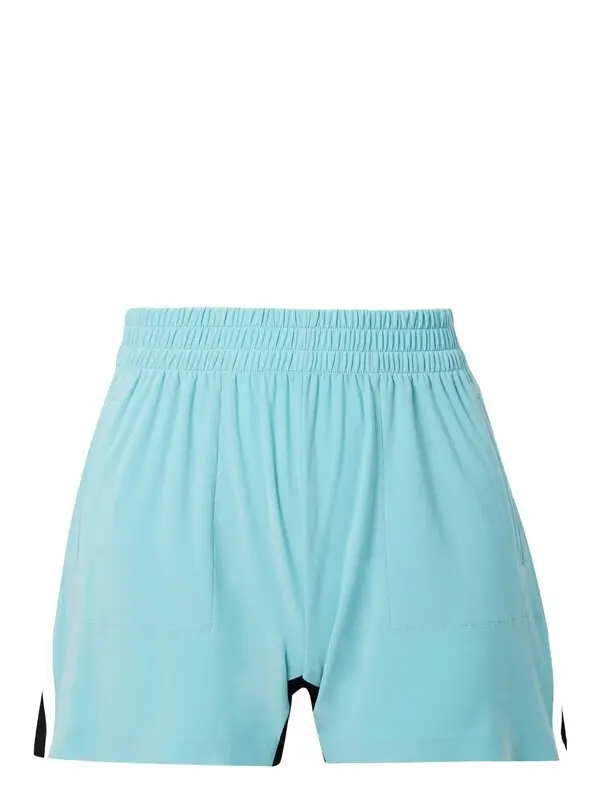 Norma Kamali Elastic Waist Color-blocked Shorts - Light Blue