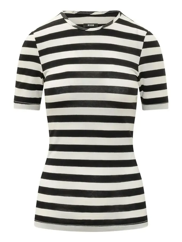 MSGM Striped Fitted T-shirt - Black