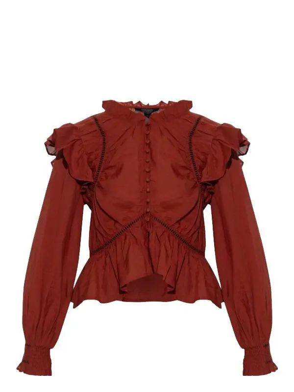 ALLSAINTS Lima Ruffled Peplum Top - Paprika Red