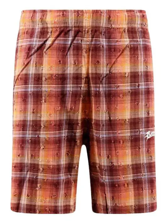 BARROW Checked Pattern Relaxed Fit Shorts - Brown