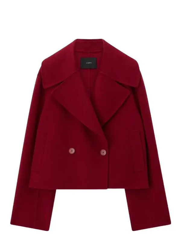 JOSEPH Double Breasted Cashmere Jacket - Ruby