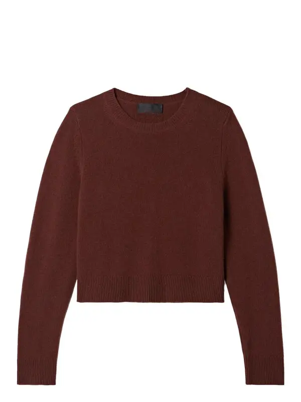 NILI LOTAN Venus Cropped Cashmere Sweater - Brown