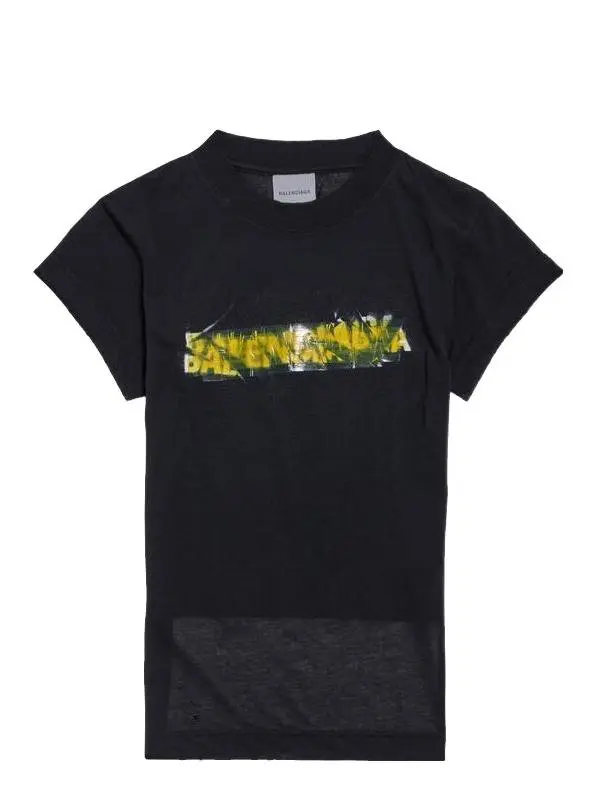 Balenciaga Logo Detailed Asymmetrical T-shirt - Black