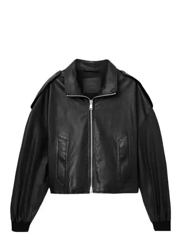 ALLSAINTS Lowden Leather Funnel Neck Jacket - Black