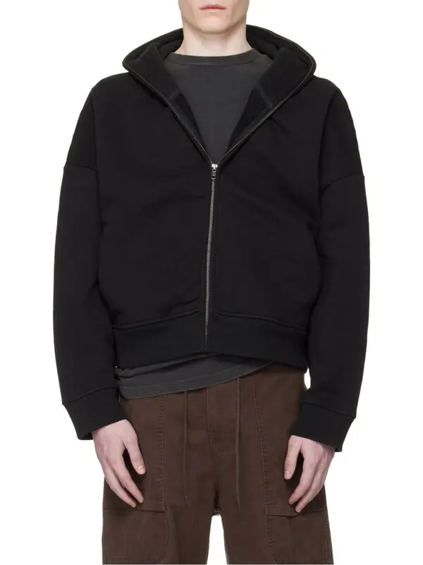 ENTIRE STUDIOS Long-sleeved Zip-up Hooded Sweatshirt - Black