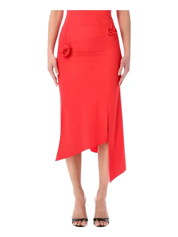 Coperni Floral Appliqué Asymmetric Skirt - Red