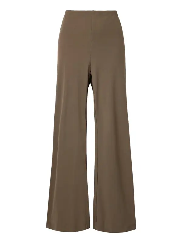 Staud Stroll Flared Crepe Trousers - Brown
