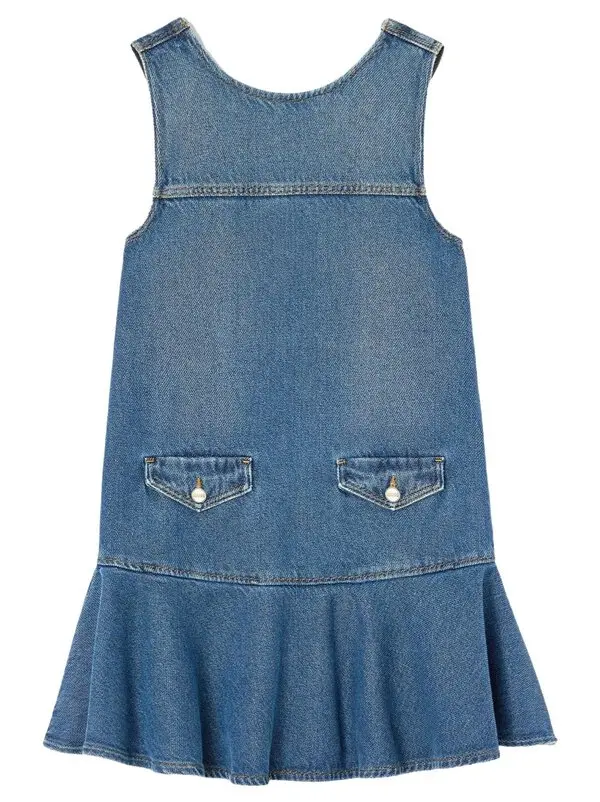 GANNI Flounced Hem Denim Dress - Dark Blue Retro