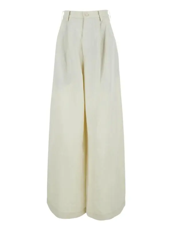 UMA WANG Wide Leg Trousers With Adjustable Hem - White