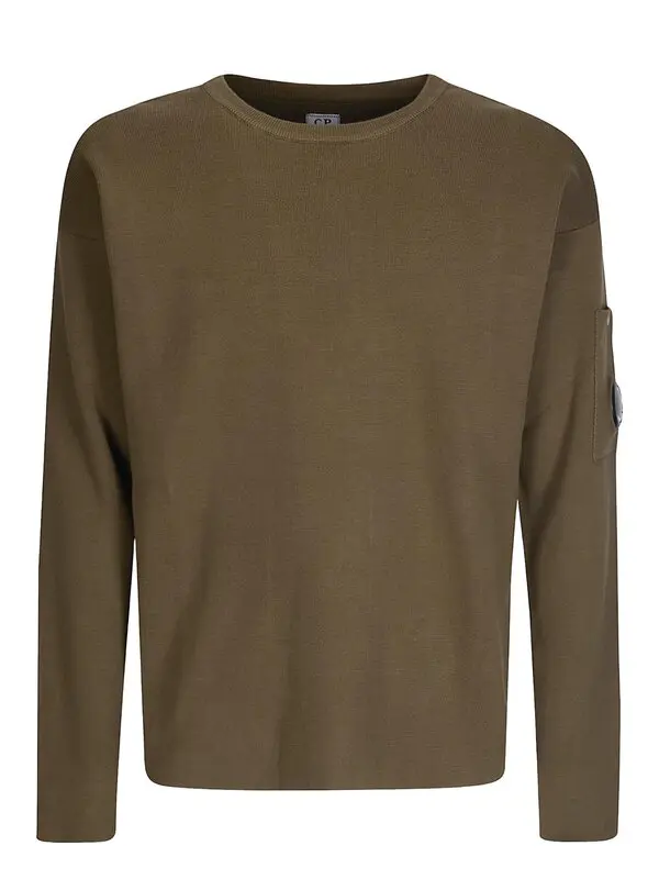 C.P. COMPANY Lens Crewneck Knitted Sweater - Brown