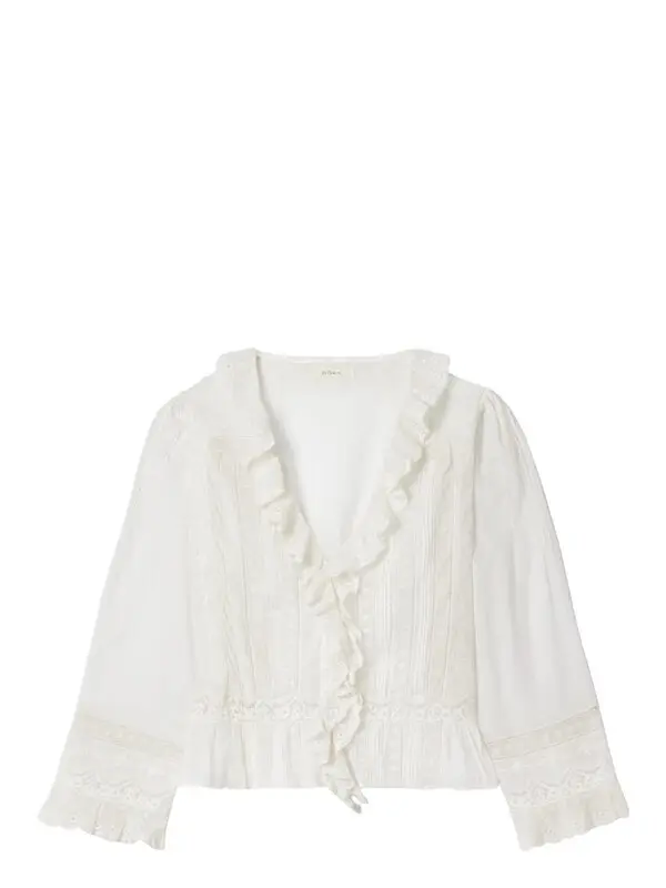 DÔEN Eldoris Ruffled Lace Top - Off White