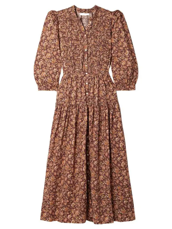 DÔEN Printed Midi Dress - Orange
