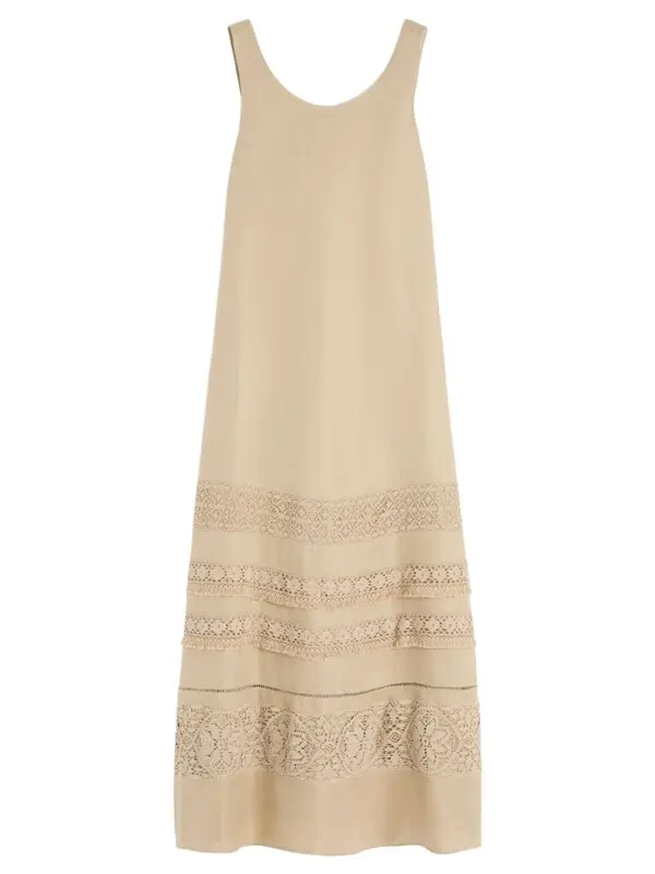 Max Mara Lace Insert Midi Dress - Sand-colored
