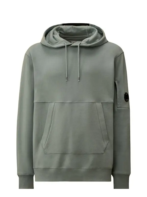 C.P. COMPANY Diagonal Raised Fleece Hooded Lens Sweatshirt - Silver-blue