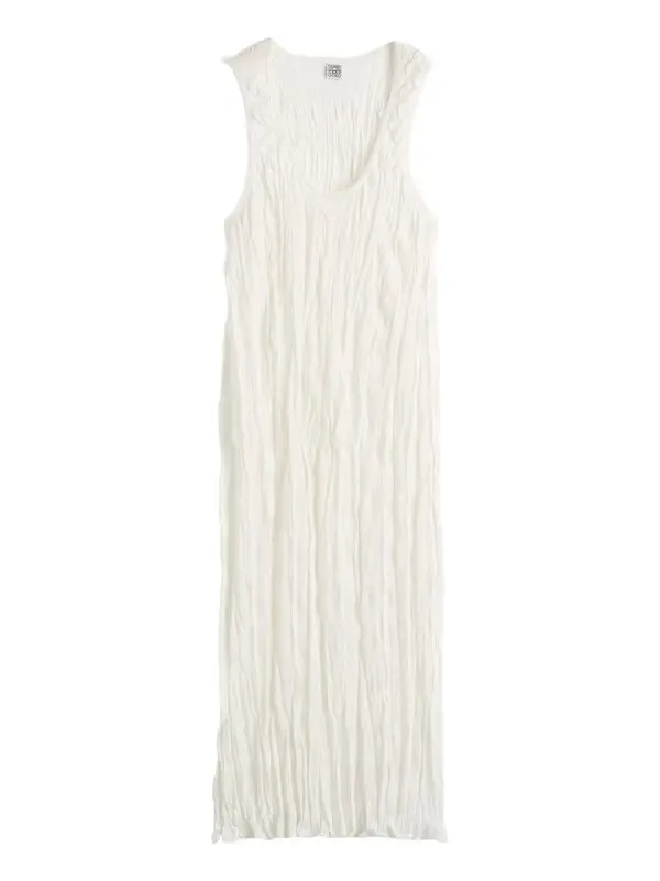 TOTEME Crinkled Knit Tank Dress - White