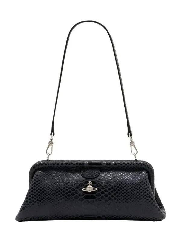 VIVIENNE WESTWOOD Jane Frame Embossed Clutch Bag - Black