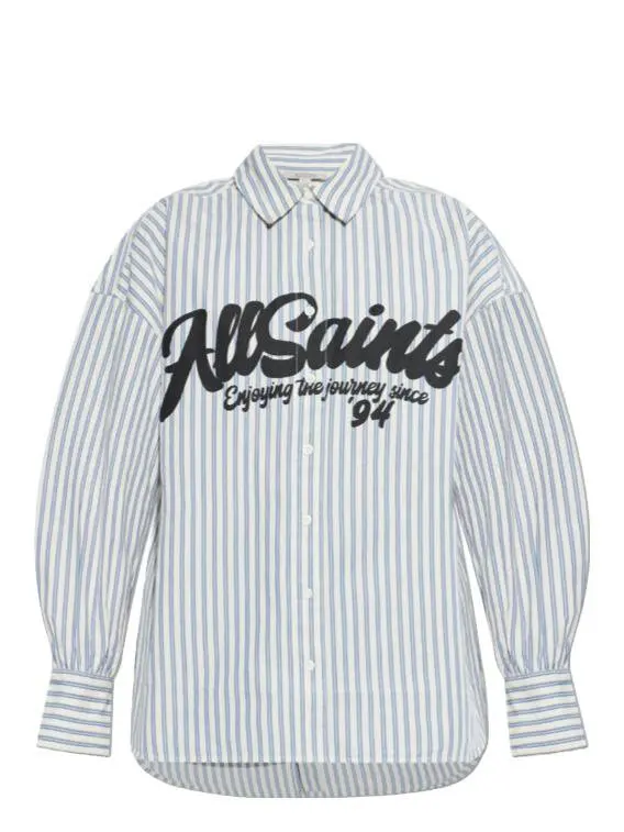 ALLSAINTS Oversized Striped Shirt With Text Print - White