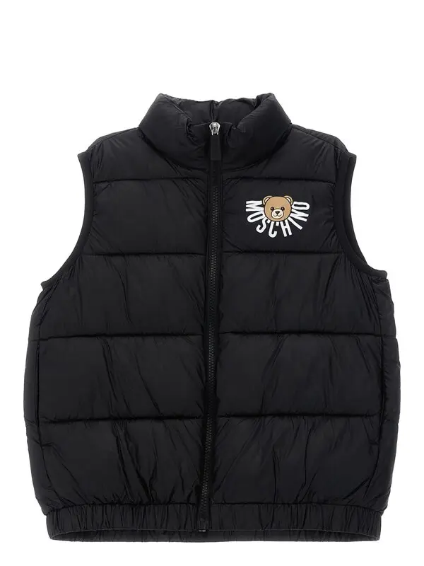Moschino Quilted Logo-detail Gilet - Black