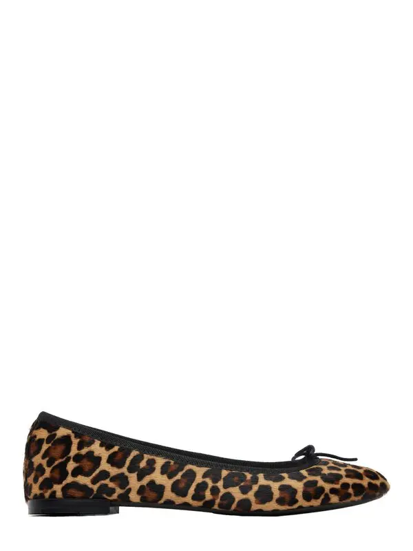 Repetto Cendrillon Leopard Print Ballet Flats With Bow Detailing - Black