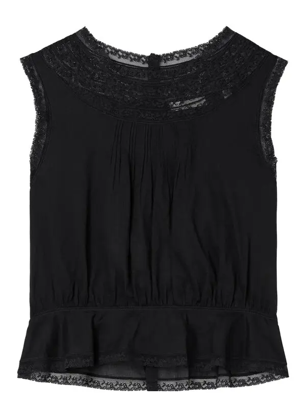 DÔEN Lilibet Lace-trimmed Sleeveless Top - Black