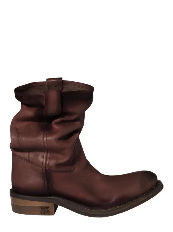 Miu Miu Slouchy Slip-on Boots - Brown