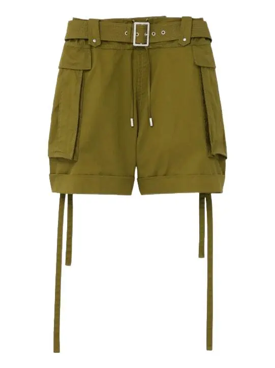 Alexander McQueen Oversized Cargo Shorts With Belt Detail - Olive Green
