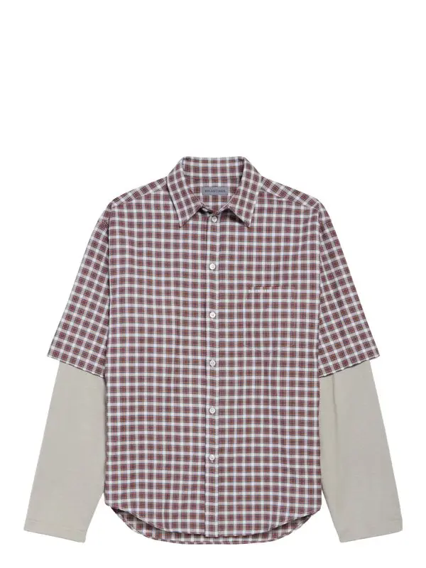 Balenciaga Checked Wrong Sleeved Shirt - Gray