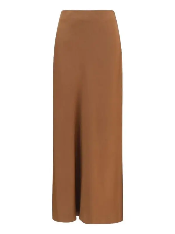 Brunello Cucinelli Satin-finish Maxi Skirt With Side Slits - Brown