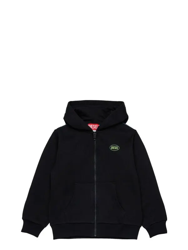 DIESEL® Zip-up Hoodie With Graphic Back Panel - Black