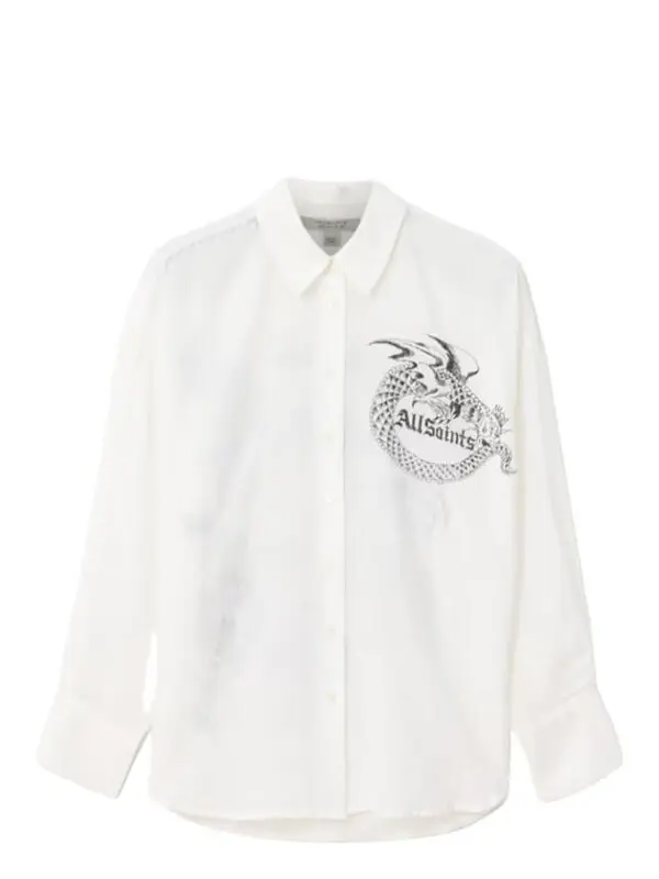 ALLSAINTS Sparrow Printed Linen Shirt - White