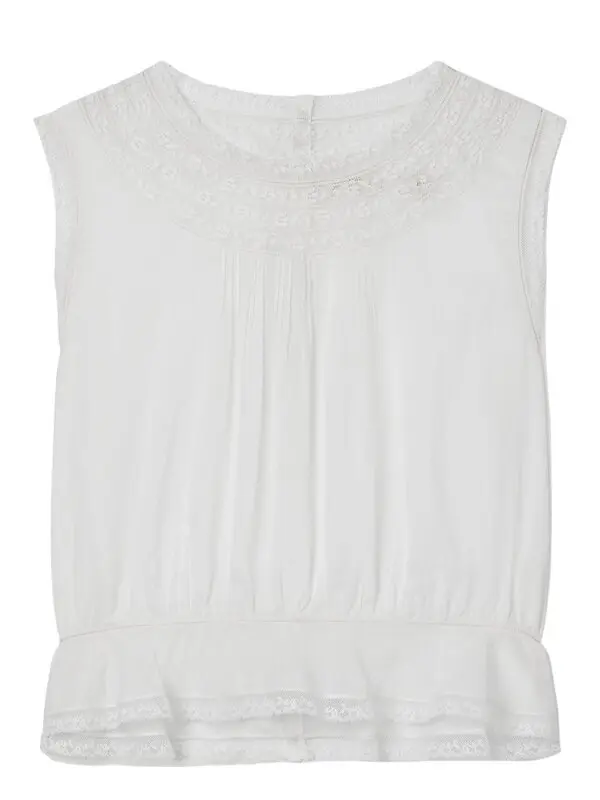 DÔEN Lilibet Lace-trimmed Pintucked Organic Cotton-voile Top - Off White