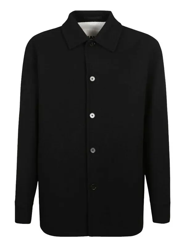 JIL SANDER Long-sleeved Buttoned Overshirt - Black