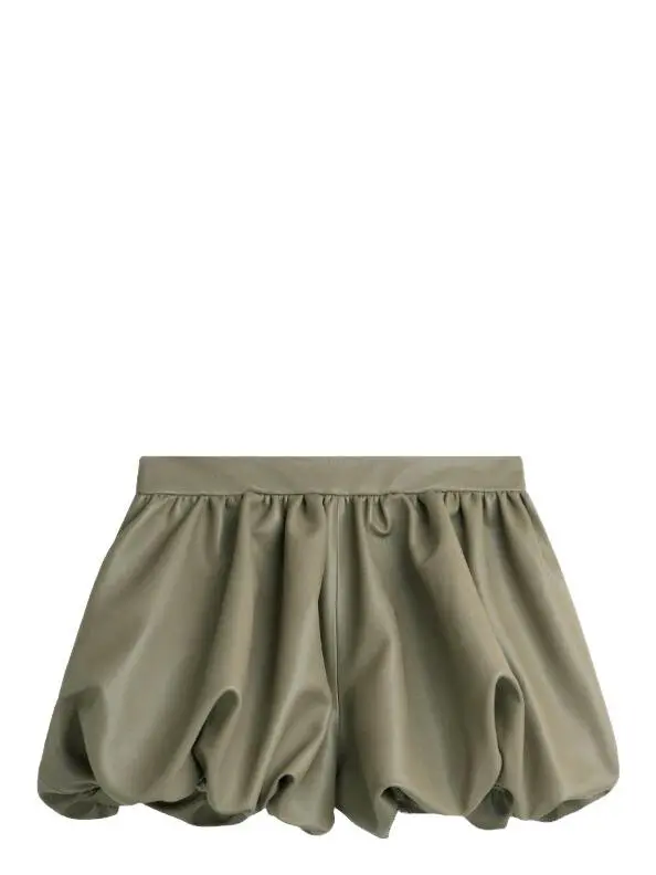 THE FRANKIE SHOP Alina Faux Leather Bubble Hem Shorts - Sage Green