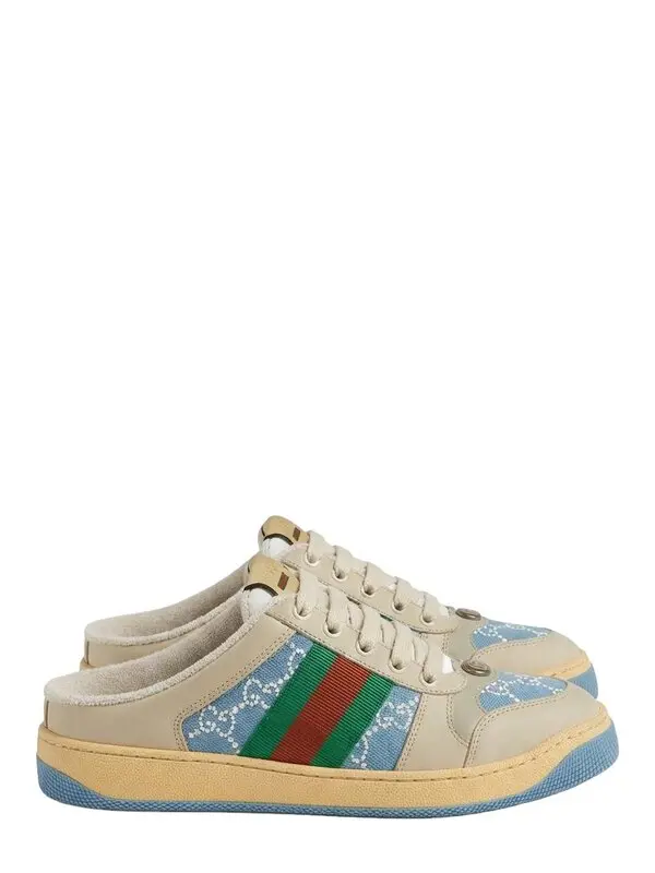 Gucci Pearl Screener Mule - Light Blue Gg Pearl Canvas