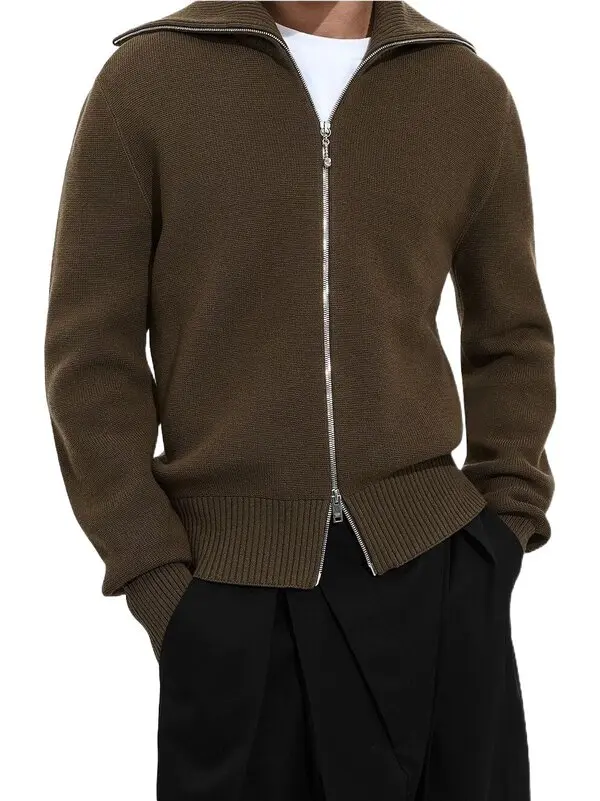 Bottega Veneta Zip-up Knitted Cardigan - Dark Moss Color
