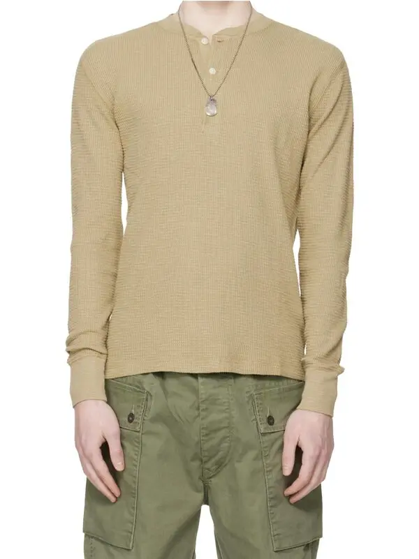 Ralph Lauren Garment-dyed Waffle-knit Long-sleeve Knit Sweater - Spring Beige