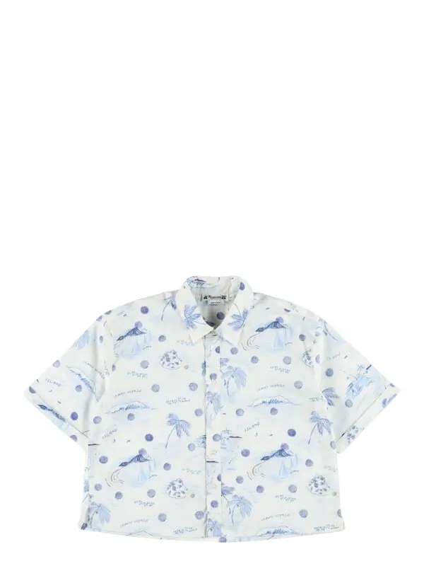 Bonpoint Short Sleeve Printed Button-up Shirt - White