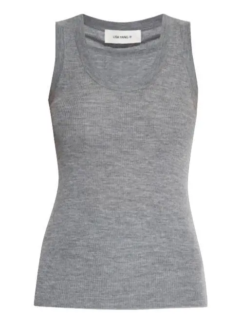 LISA YANG Ribbed Knitted Sleeveless Top - Dark Mist