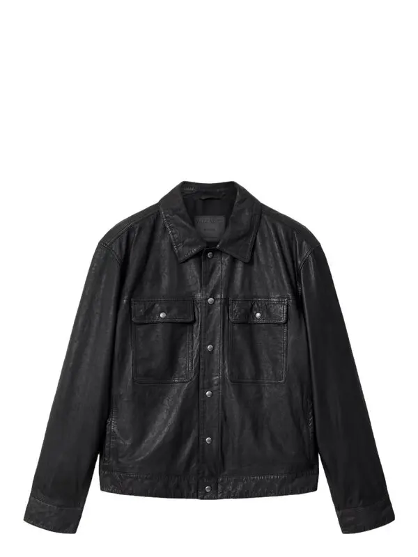 ALLSAINTS Shelton Leather Trucker Jacket - Black