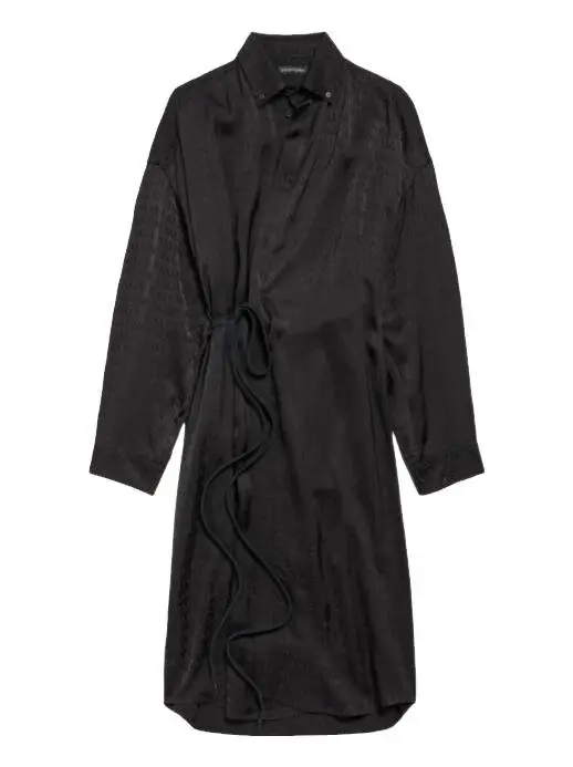 Balenciaga Wrap Cocoon Shirt Dress - Black