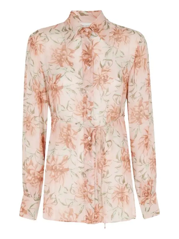 SEMICOUTURE Floral Tie-waist Shirt - St Fiore Aurora
