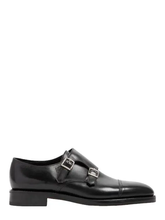 John Lobb William Monk Strap Shoes - Black