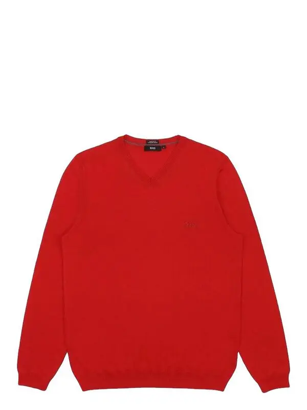 Hugo Boss Round Neck Logo Sweater - Red