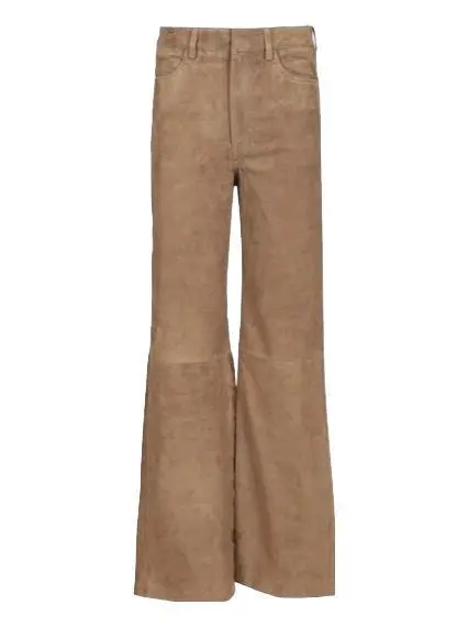 ROTATE BY BIRGER CHRISTENSEN Straight Suede Trousers - Brown
