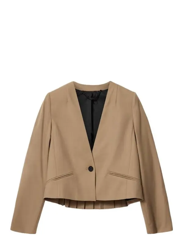 ALLSAINTS Poppy Single Breasted Pleated Blazer - Sandy Brown